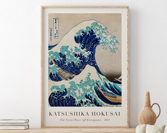 Hokusai Poster the Great Wave off Kanagawa Japanese - Etsy