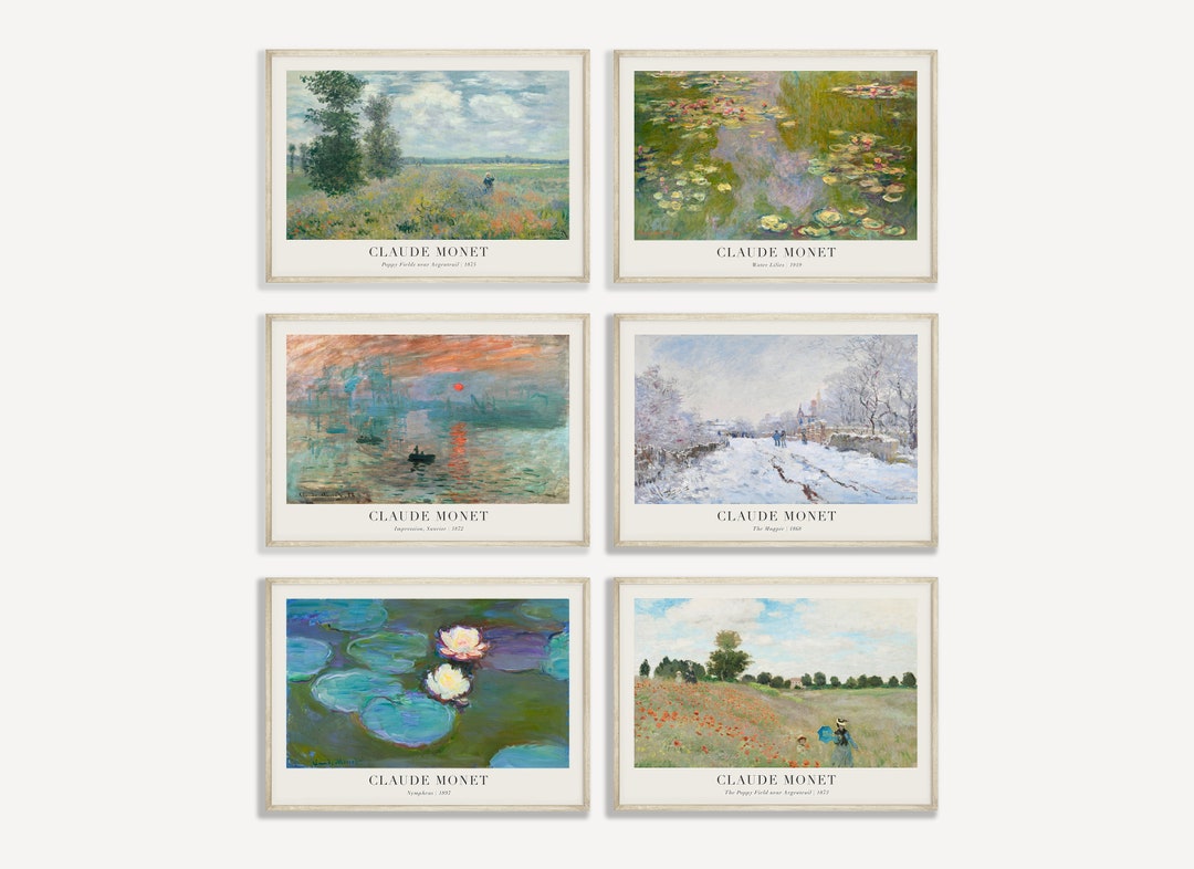 Claude Monet Print Set of 6 Monet Exhibition Poster Eclectic - Etsy