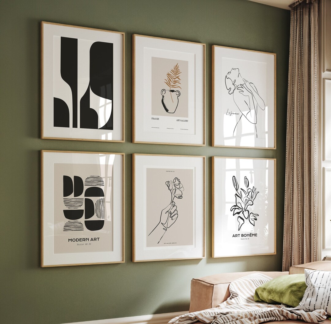 Simplicity Wall Art Set, 6 Prints, Eclectic Wall Art, Minimal Home ...