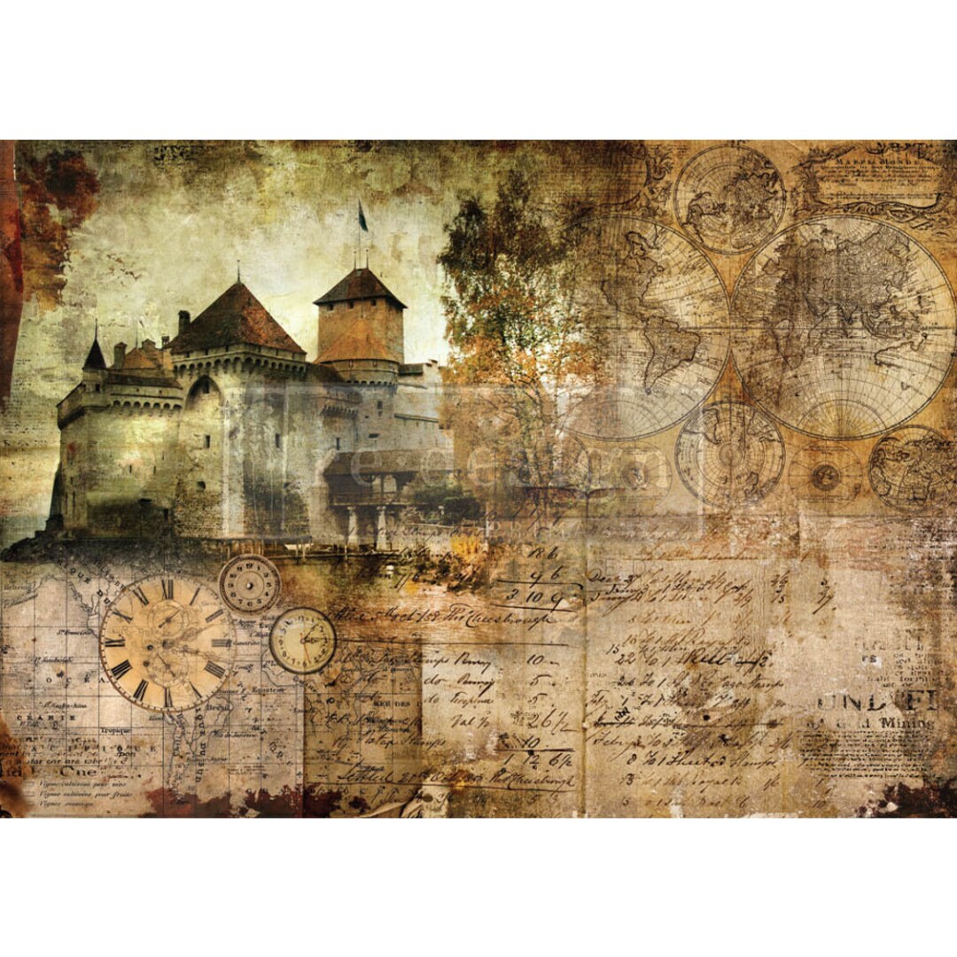 Redesign With Prima/ Hilltop Castle A1 Decoupage Rice Paper (mulberry ...