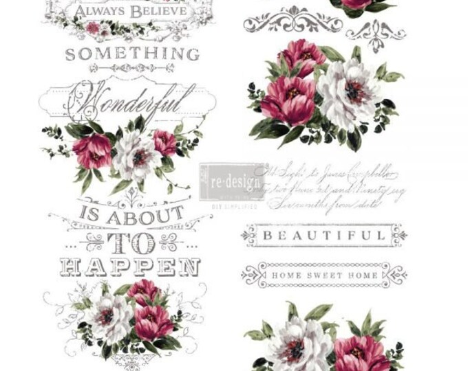 Redesign With Prima/ Hopeful Wishes Redesign Decor Transfers 22"x30" - Etsy