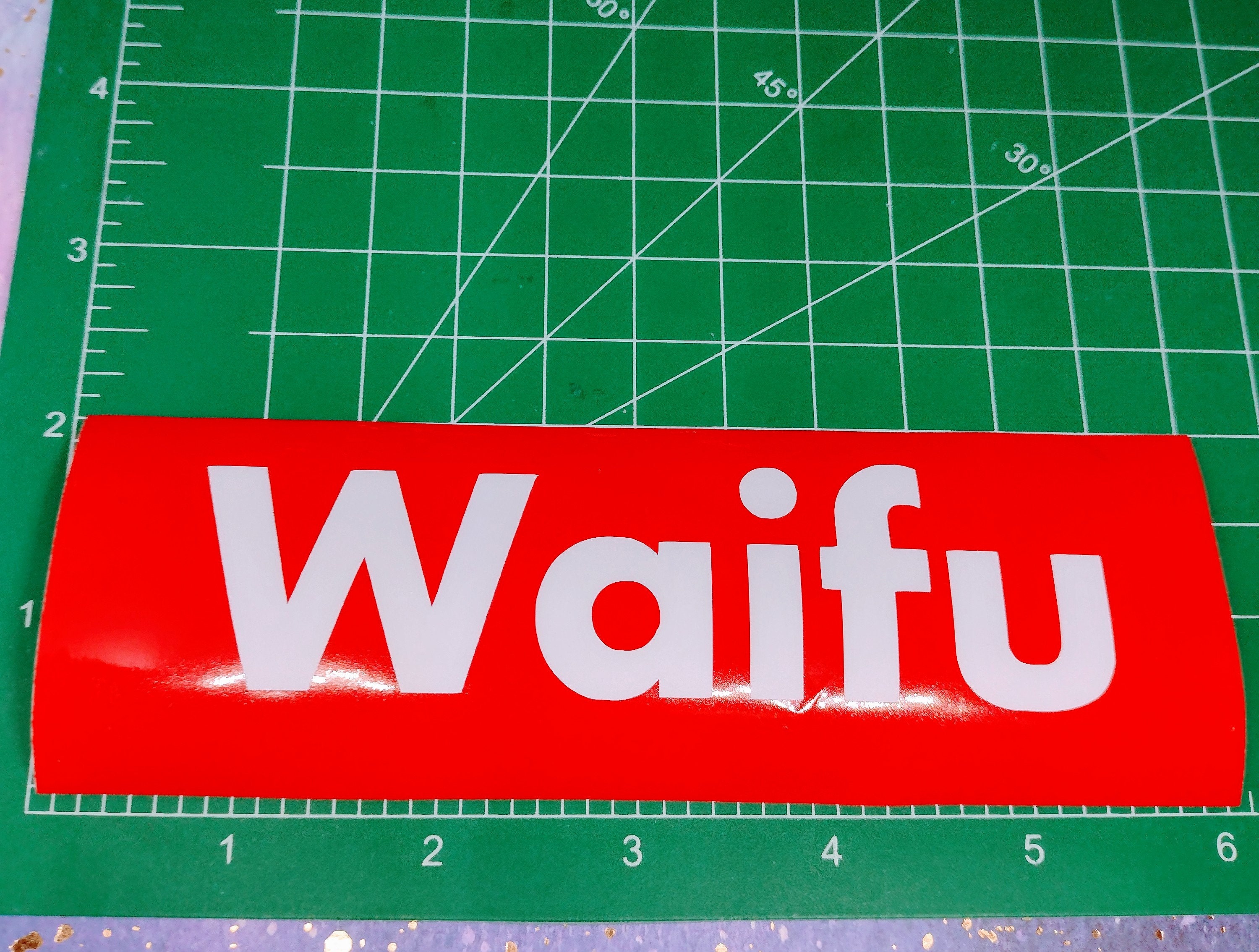 Waifu Vinyl Decal, Red and White Decal, Bumper Sticker, Slap Stickers ...