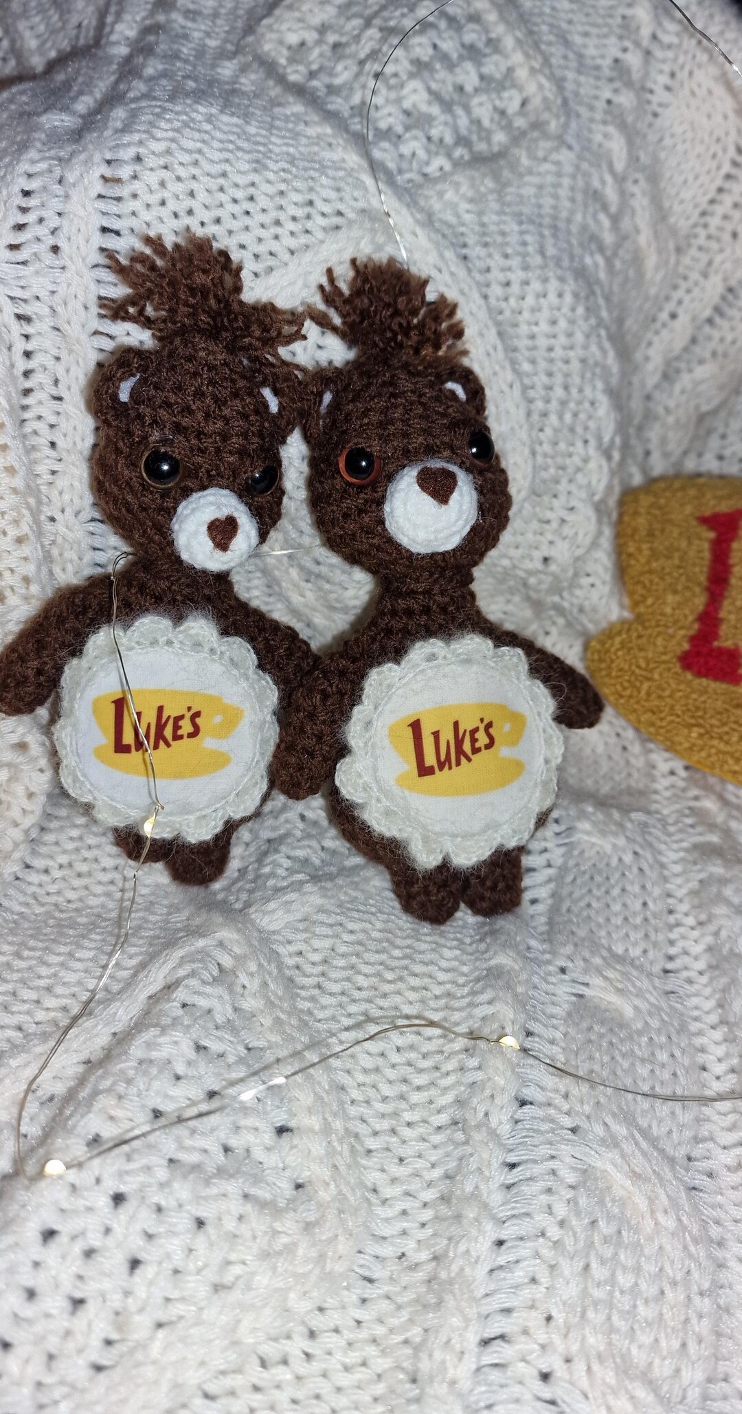 Luke's Diner Crochet Plushie Teddy Bear Ornament or Keychain, Gilmore ...