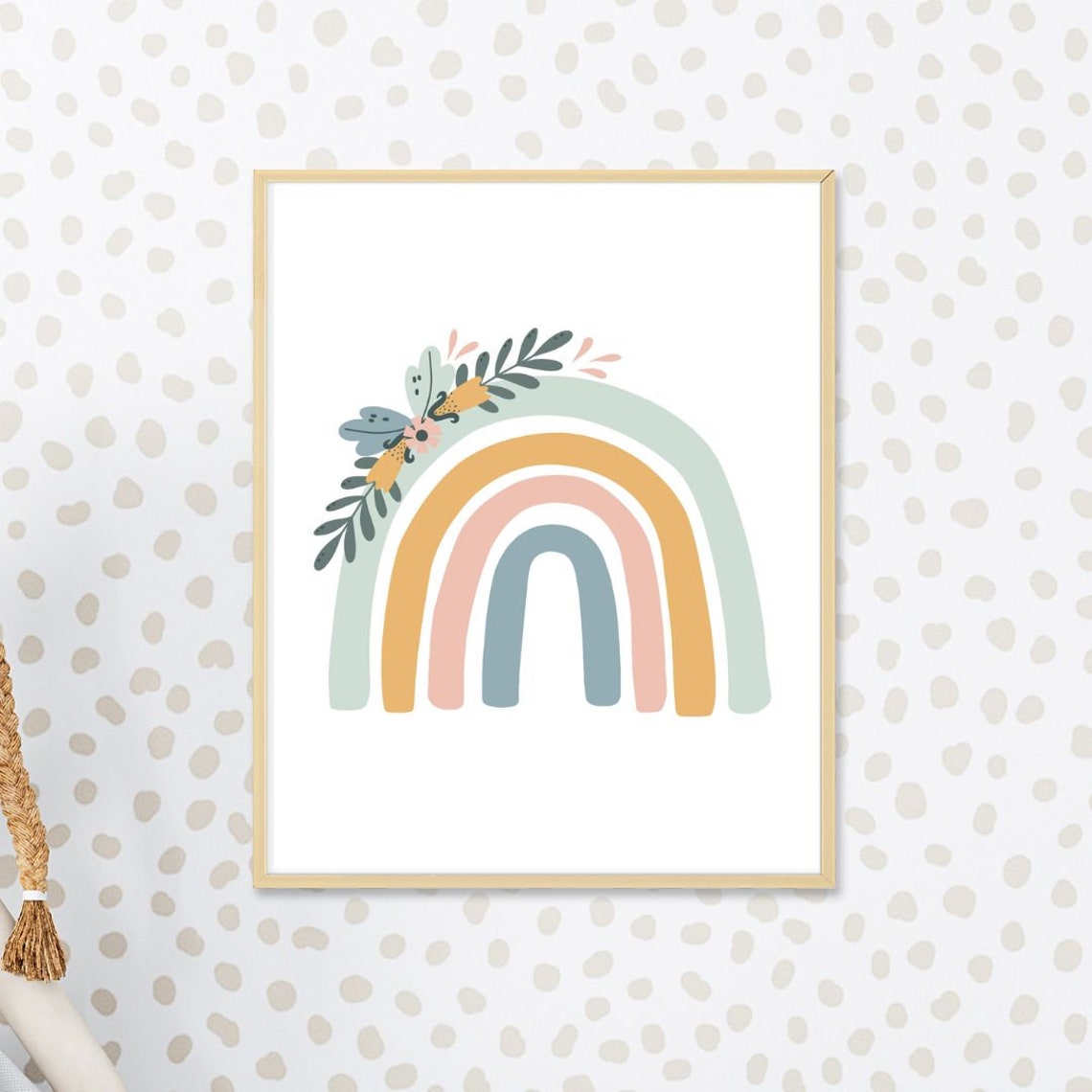 Pastel Boho Rainbow With Flowers Svg and Png Files, Bohemian Rainbow ...