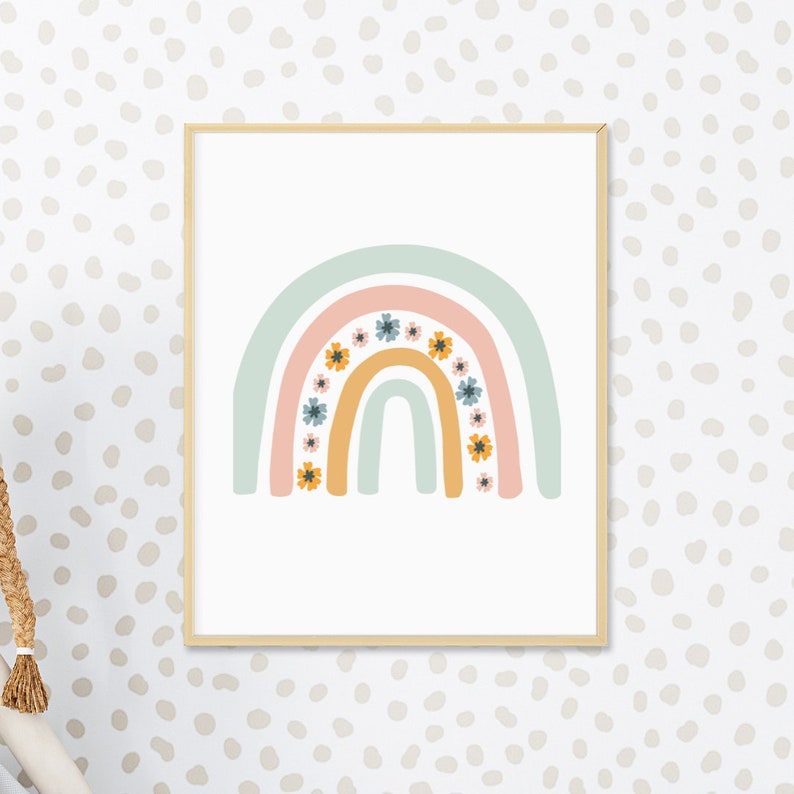Pastel Boho Rainbow With Flowers Svg ,png, Eps Files | Rainbow With ...