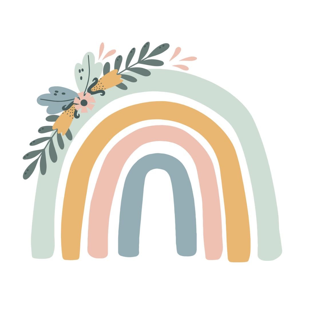 Pastel Boho Rainbow With Flowers Svg and Png Files, Bohemian Rainbow ...