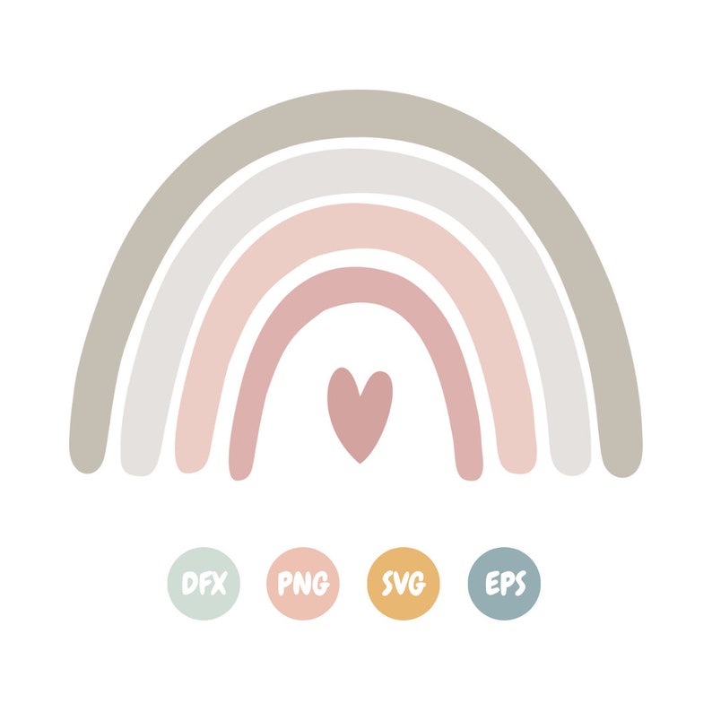 Easy to Cut Boho Rainbow With Heart Svg ,png, Eps Dfx | Pastel Rainbow ...