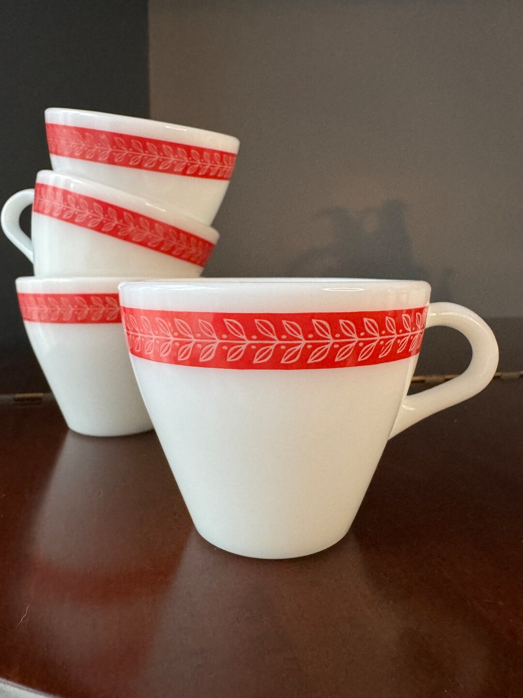 Pyrex Vintage Milk Glasses Red Autumn Bands Pattern - Etsy