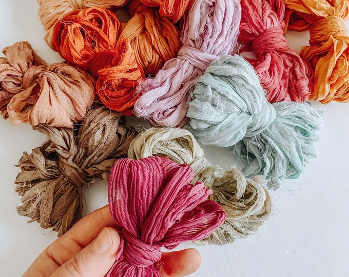 Recycled Silk Chiffon Ribbon | Raw Edge for Macramé | Weaving ...