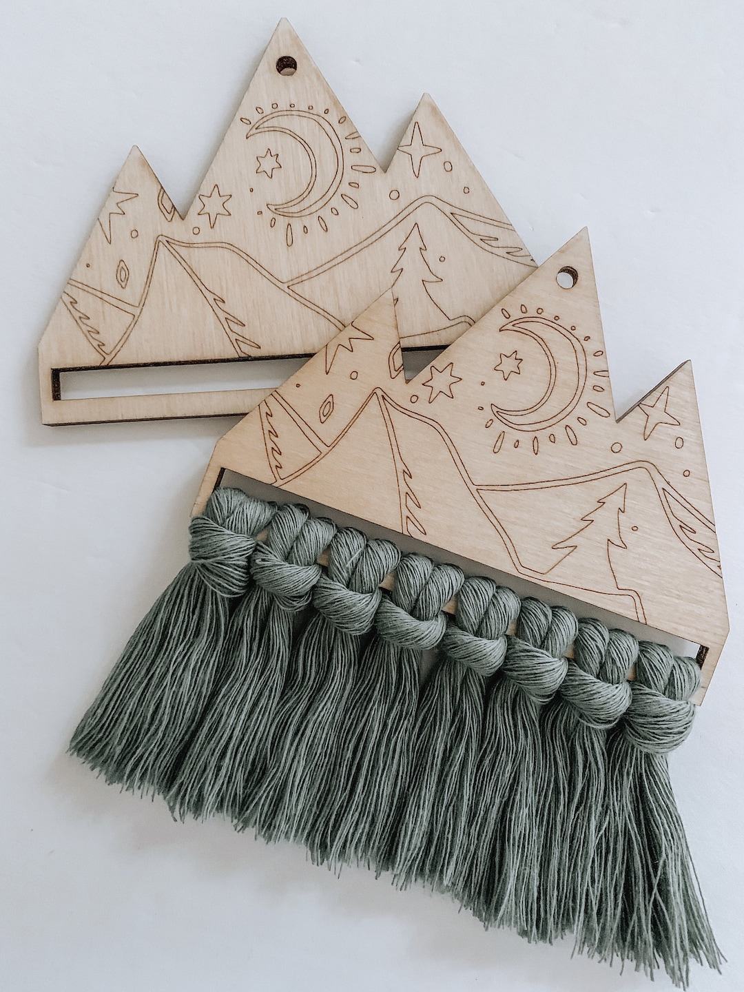 Mountain Peaks Wood Blank | Macramé Findings | Charm | Small Wall ...