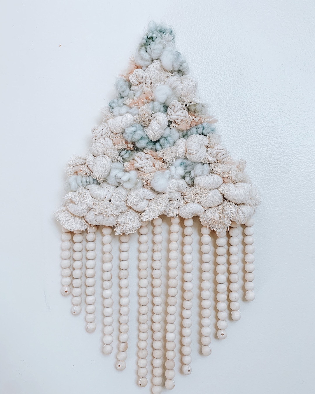 Beaded Pastel Triangle Weaving | Woven Wall Hanging | Handmade Abstract ...
