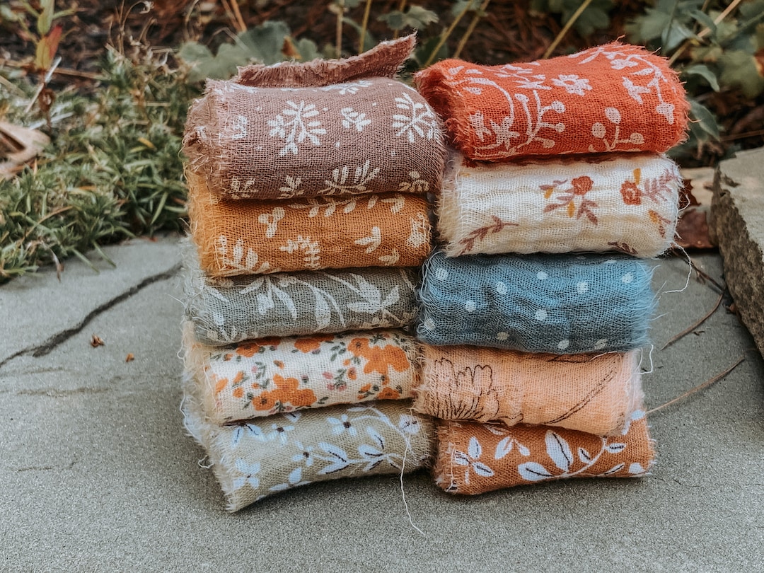 Printed Cotton Gauze Ribbon | Hand Torn, Raw Edge | 100% Cotton ...