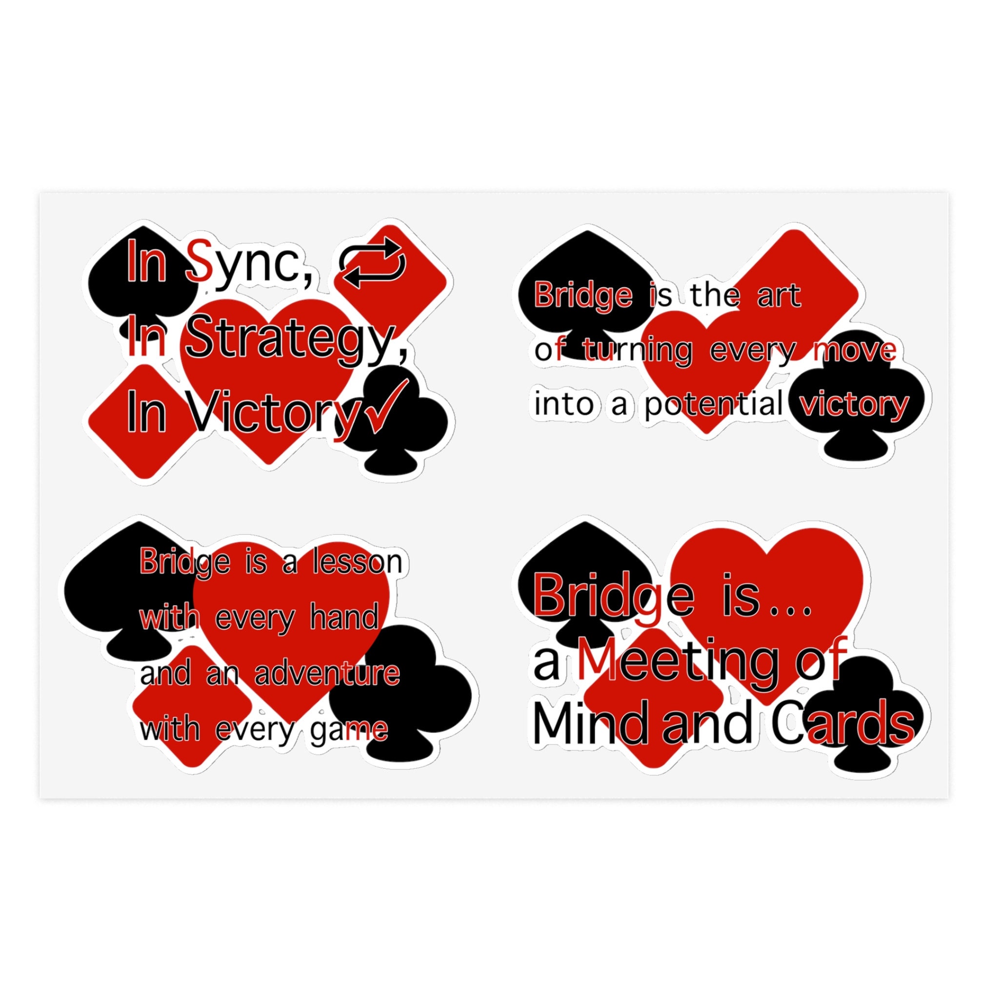 Bridge Player Quotes Sticker Set, Inspirational Card Game Themed ...