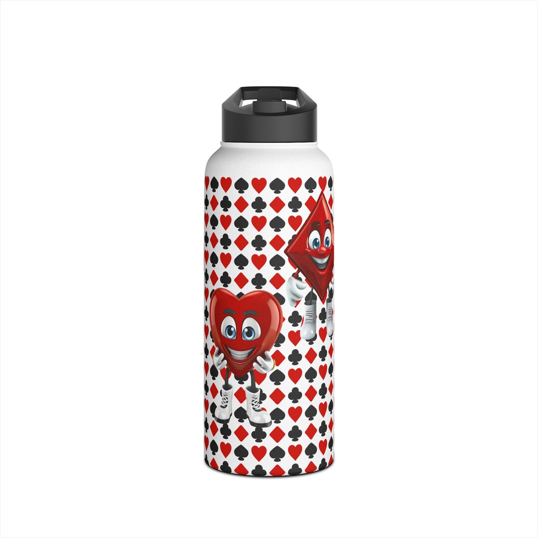 Card Suit Steel Water Bottle for Bridge Players - Insulated Drink Flask ...