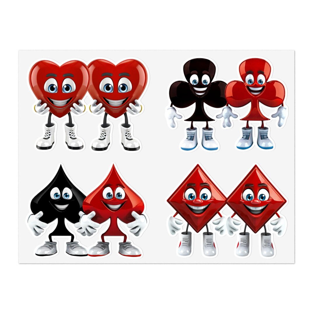 Twinset Card Symbol Stickers for Gamers and Bridge Players, Card ...