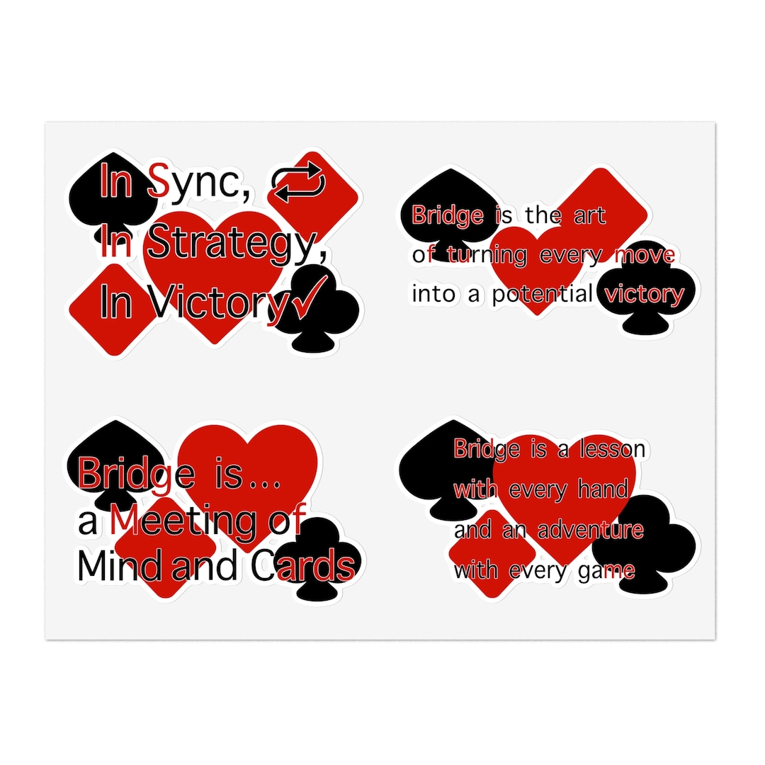 Bridge Player Quotes Sticker Set, Inspirational Card Game Themed ...