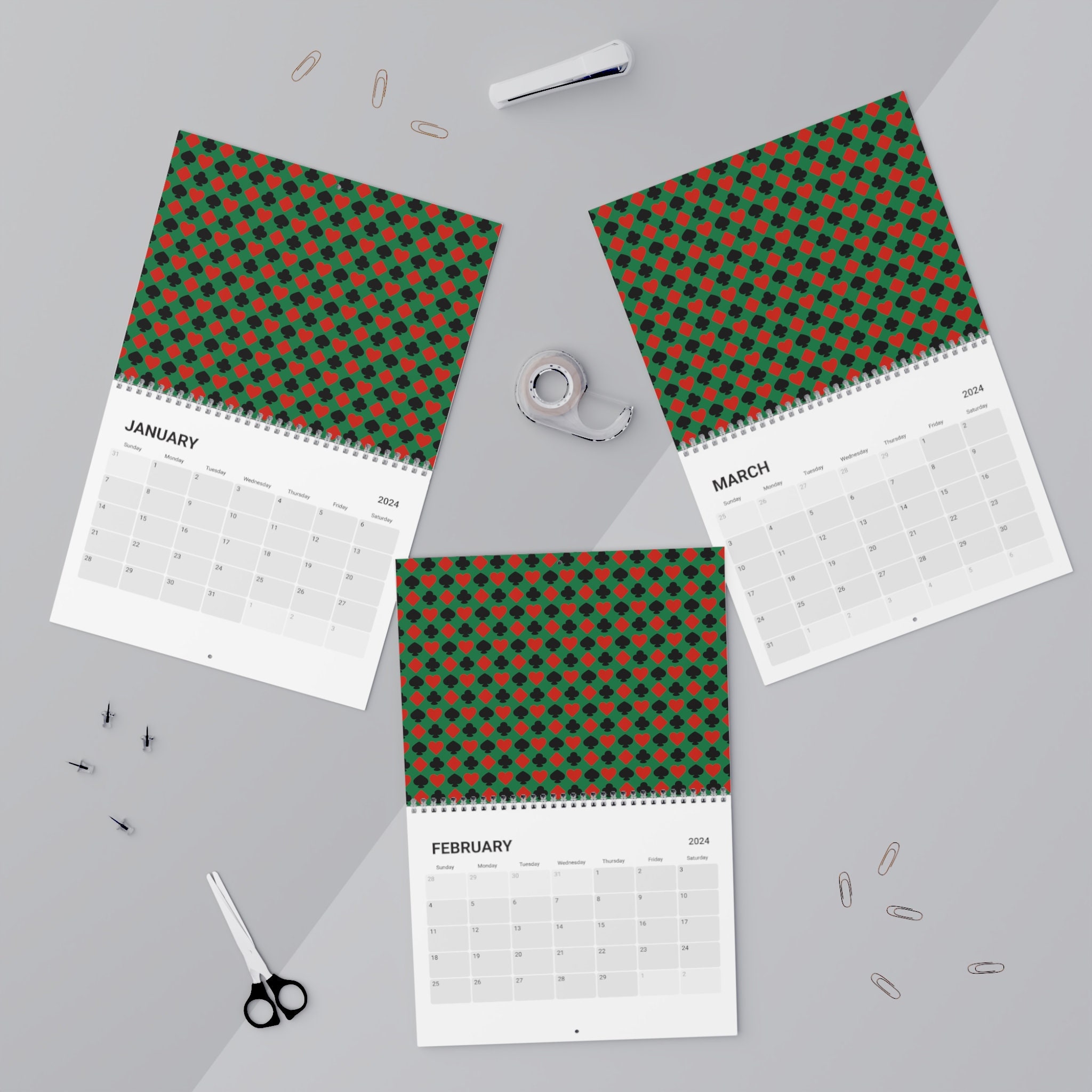 2024 Card Suit-themed Bridge Calendar Plan Your Bridge Year - Etsy