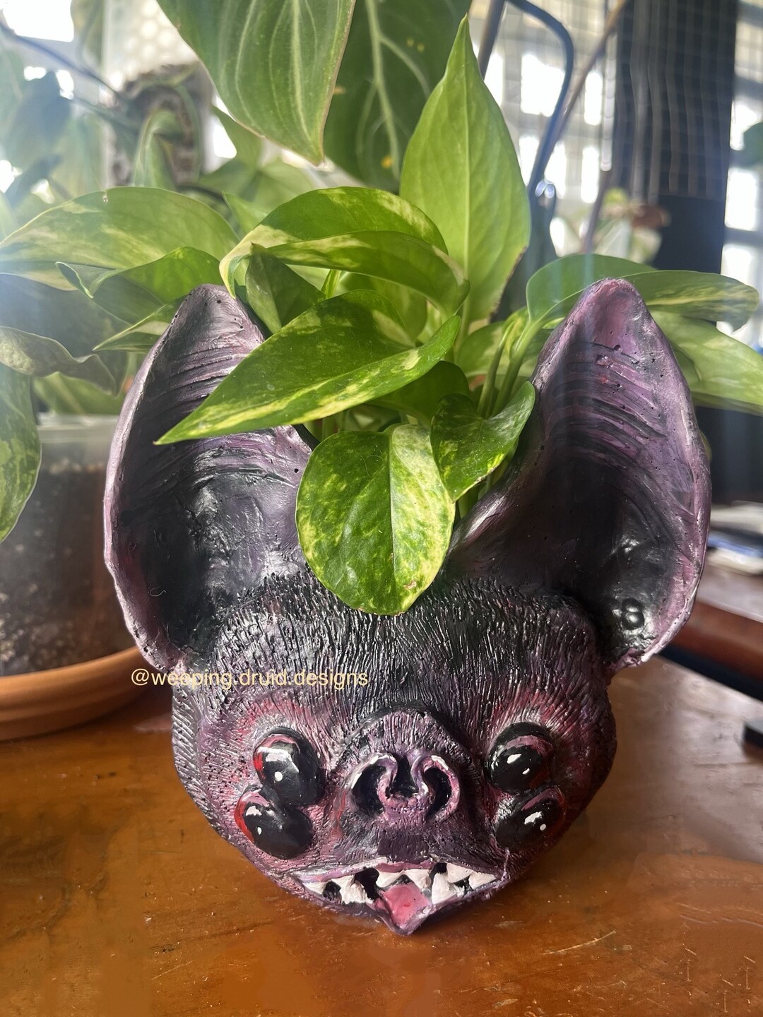 Bat Planter Plant Pot Purple Vampire Bat Gothic Decor Witchy Witch ...