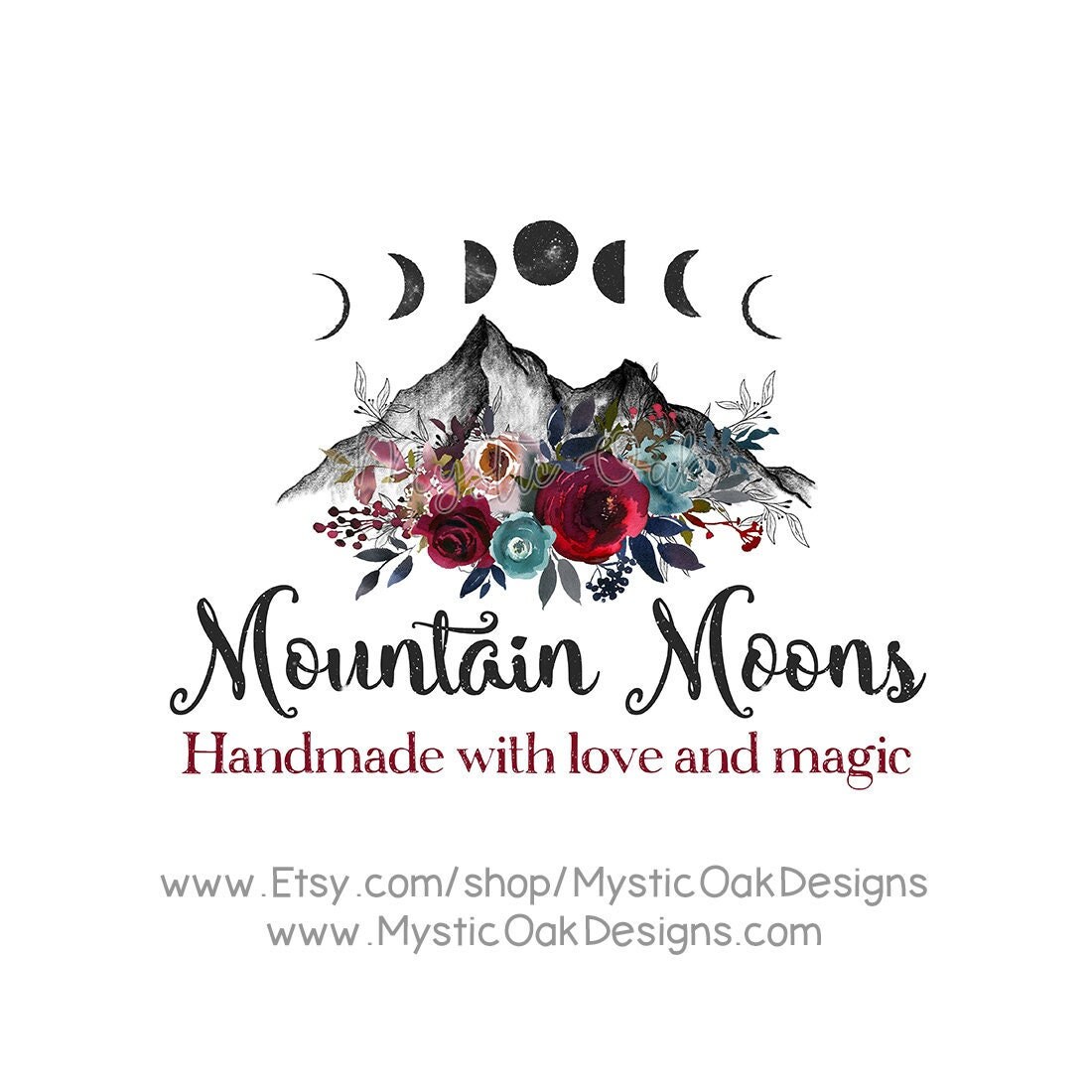 Mountain Logo Premade Mountain Logo Floral Bouquet Mountain - Etsy