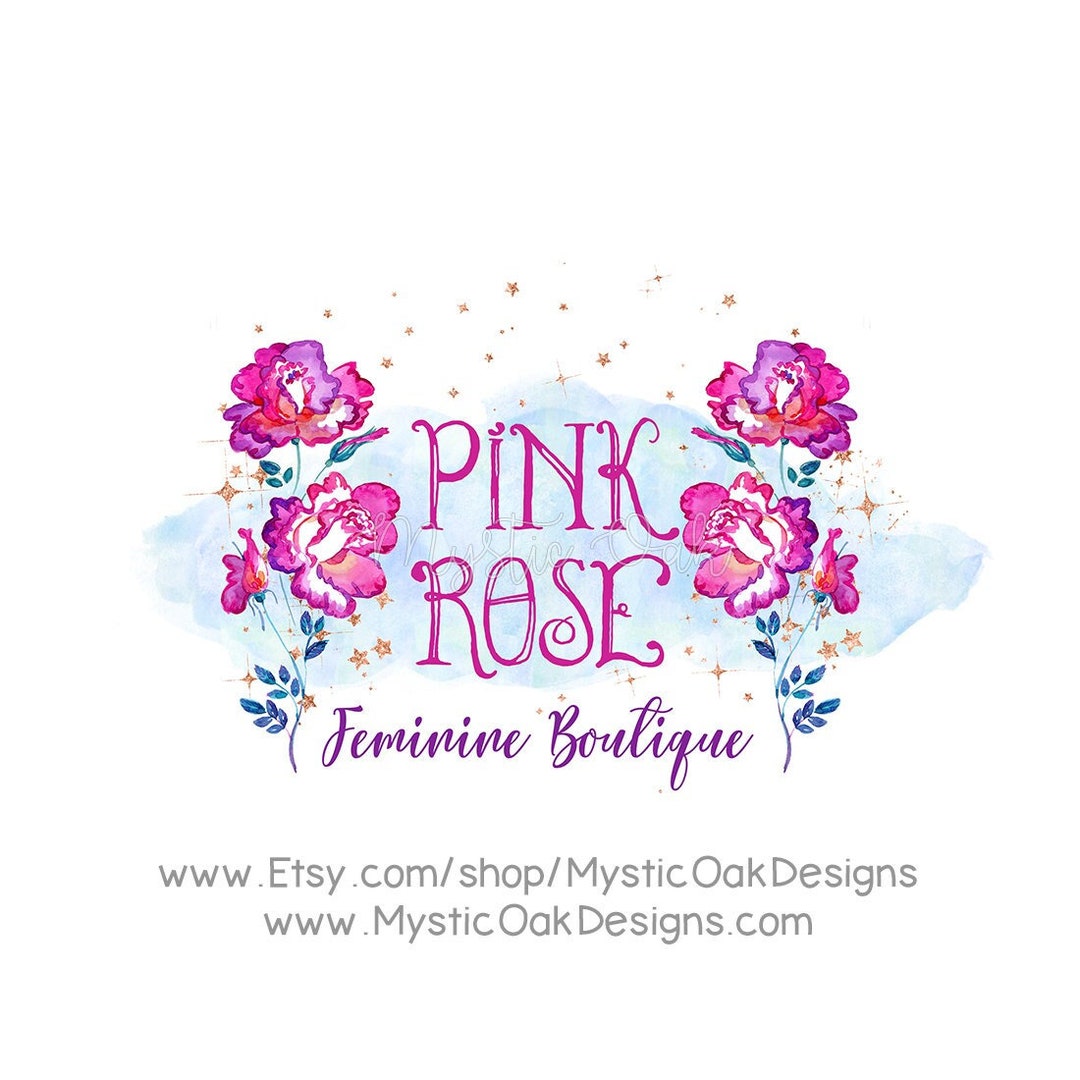 Pink Rose Logo Floral Logo Vintage Flowers Logo Weird Wonderful Logo ...