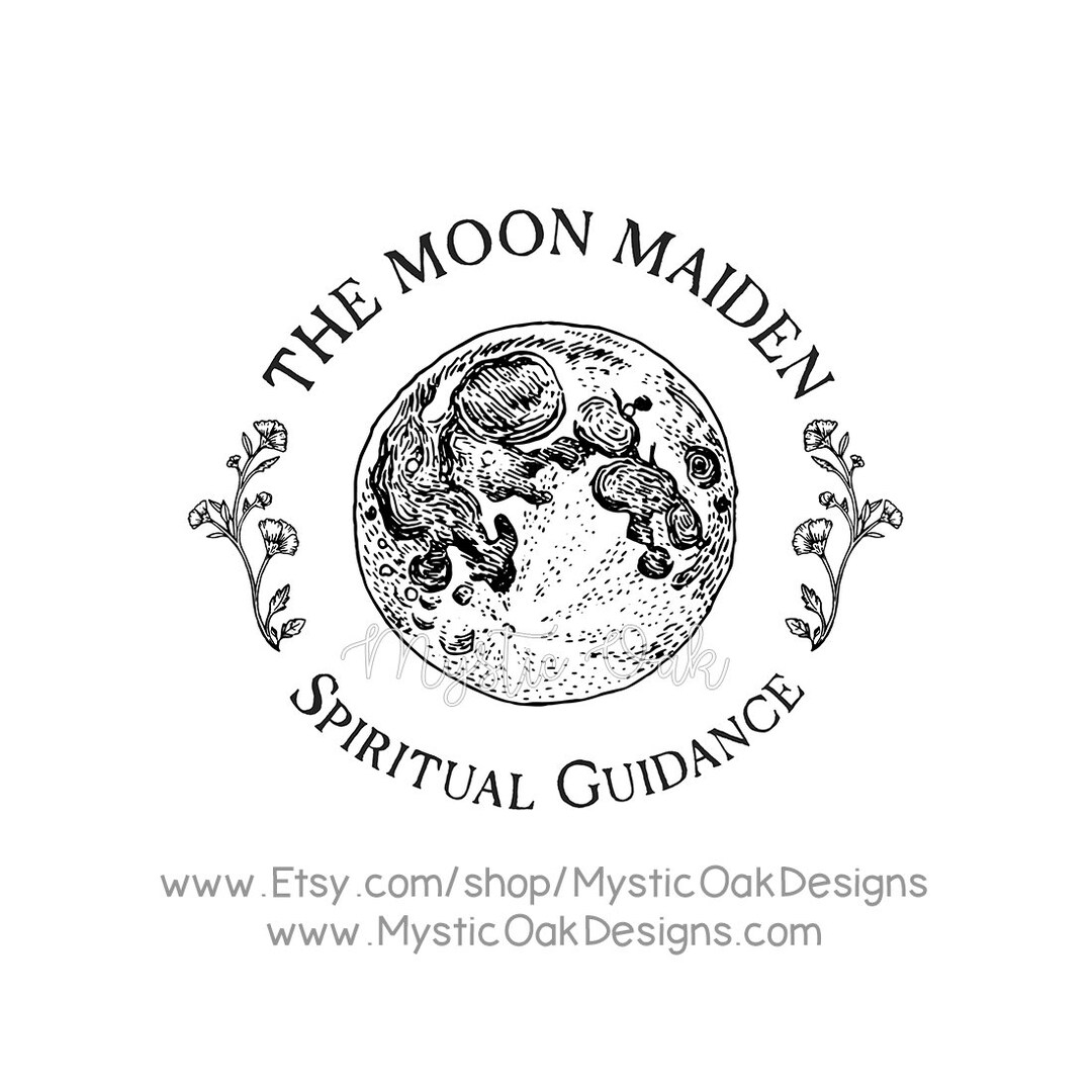 Full Moon Logo Black and White Logo Stamp Logo Moon - Etsy