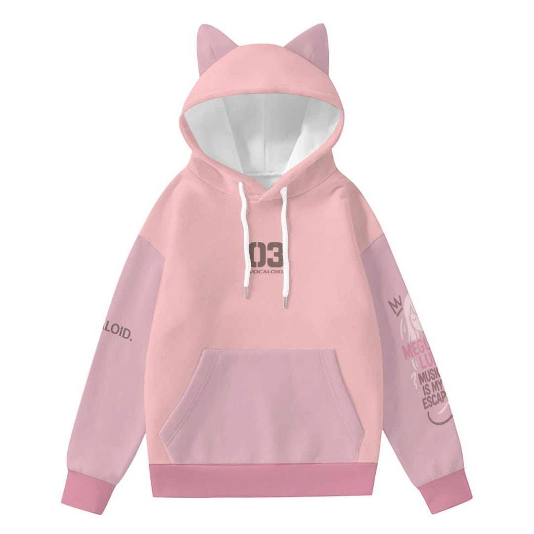 Megurine Cat Ear Hoodie – Cute Vocaloid Cosplay Hoodie – Kawaii Anime ...