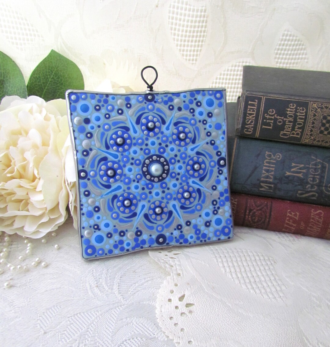 Mandala Dot Art Ceramic Glazed Tile Wall Hanging Hand Crafted Acrylic ...