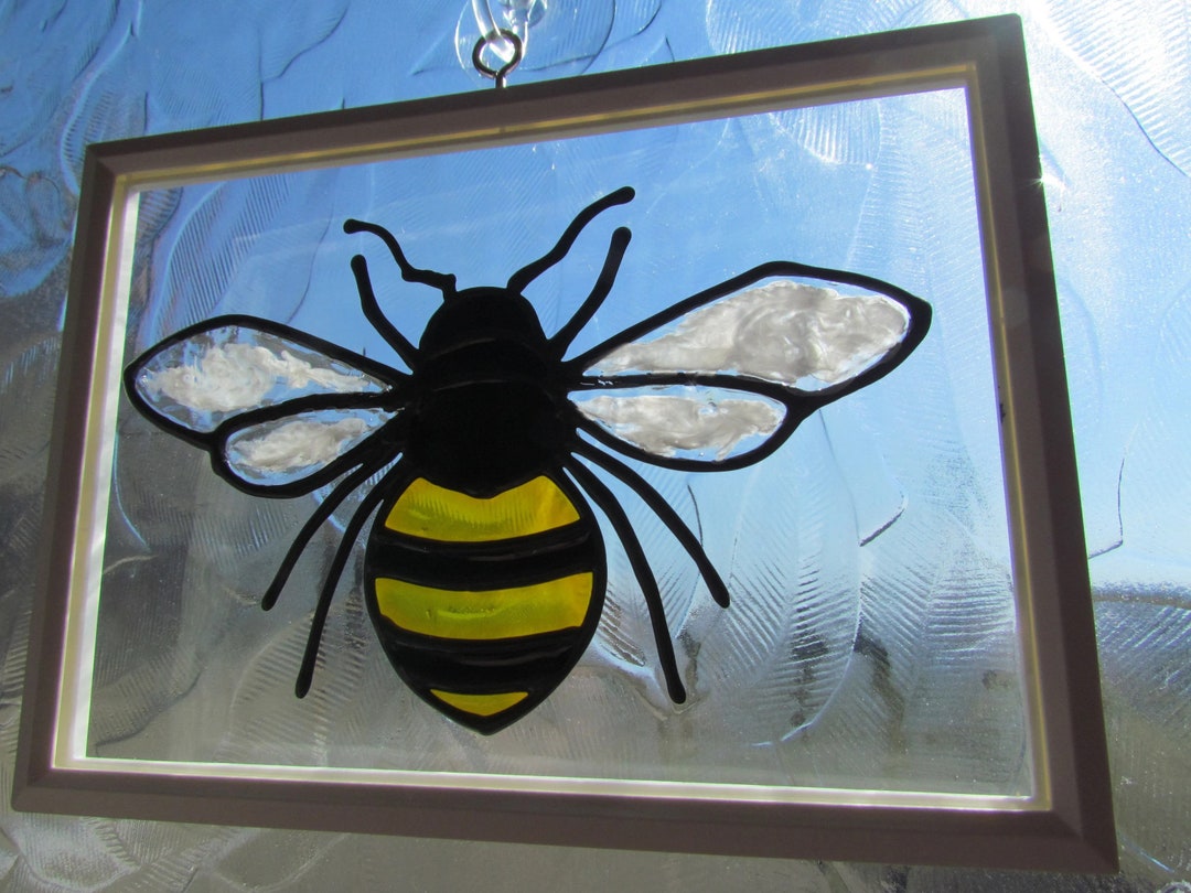 Framed Sun Catcher Bumble Bee Window Display/panel 7 X 5 Inch Glass ...