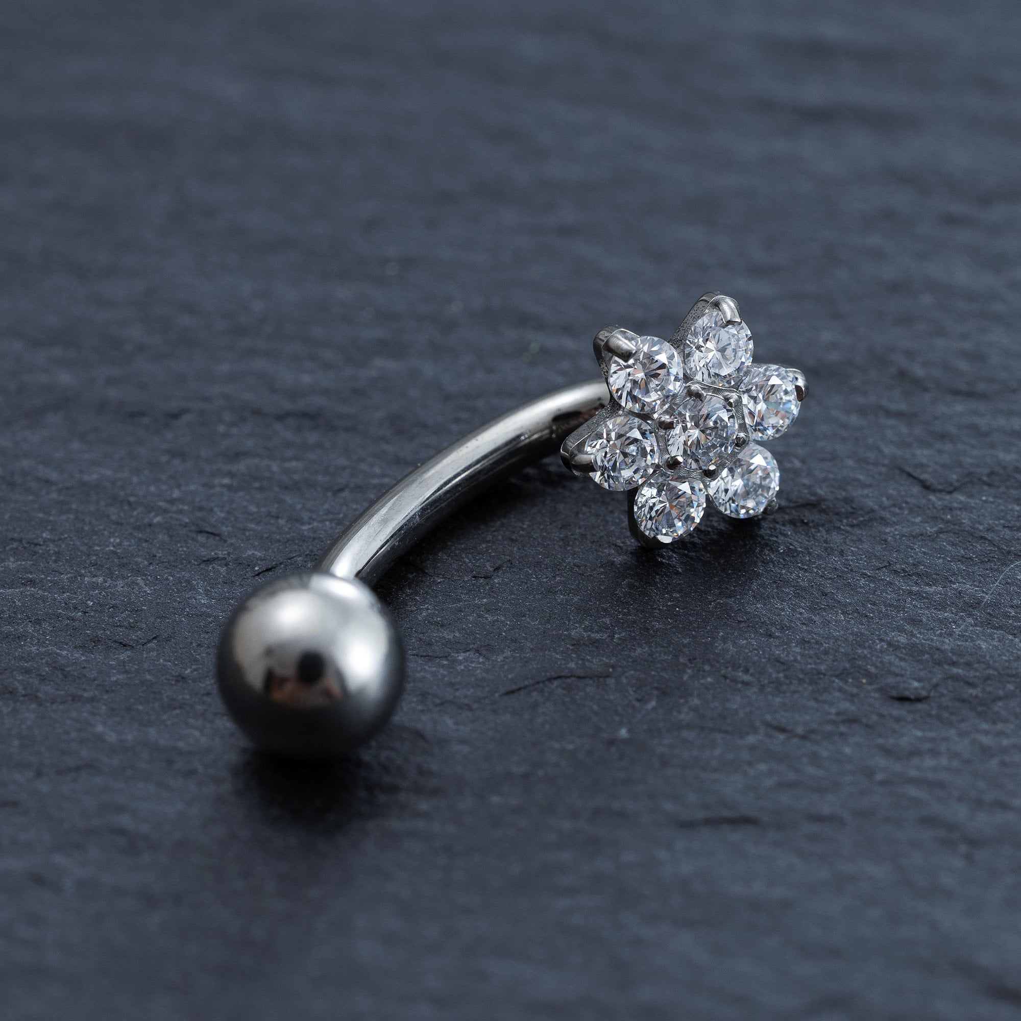 14g G23 Implant Grade Titanium Belly Ring, Flower Belly Bar, Navel ...