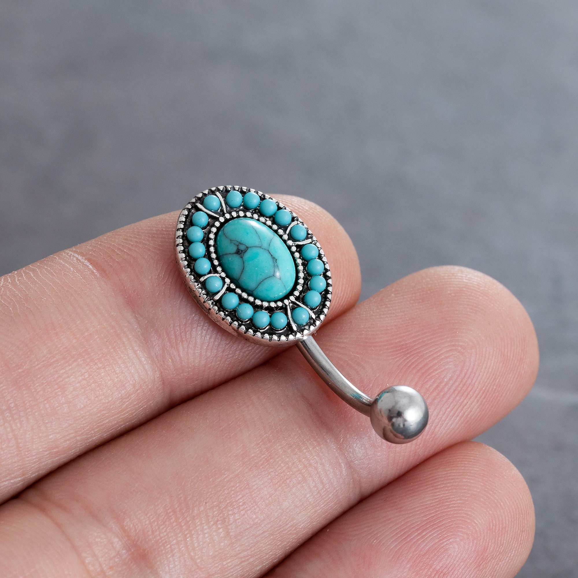 Turquoise Belly Ring Belly Barnavel Piercing Ringbelly - Etsy