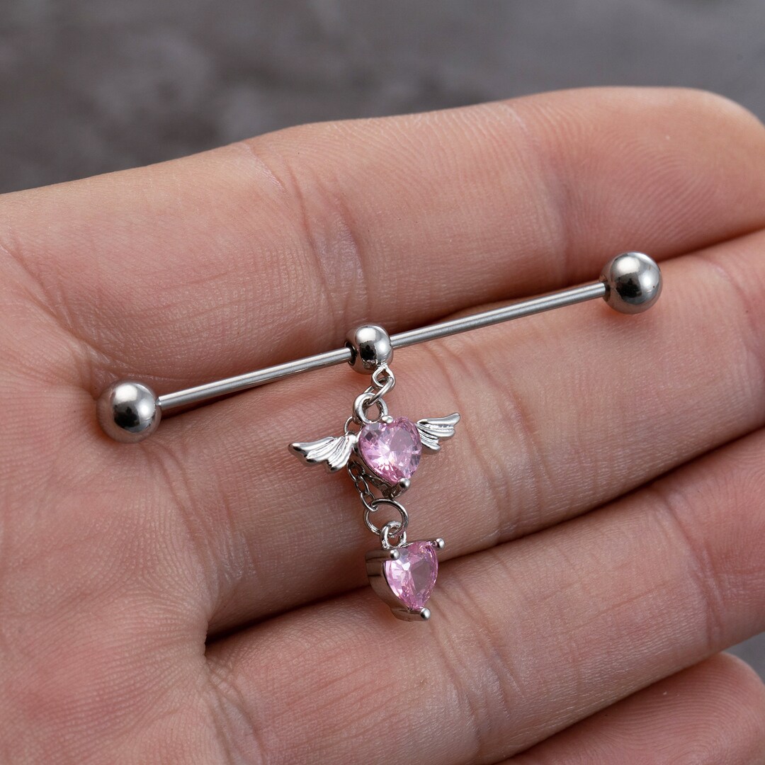 14g/16g 38mm Wing Industrial Barbell,ear Piercing,cartilage Earrings,industrial Barbell,barbells ...