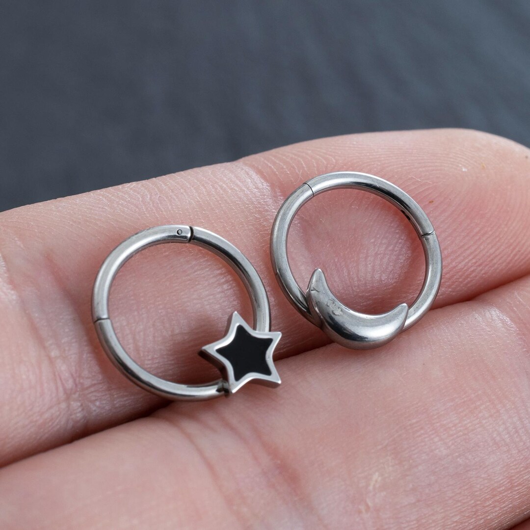 16g Moon/star Septum Ring,nose Ring, Moon Clicker, Nose Septum Jewelry ...