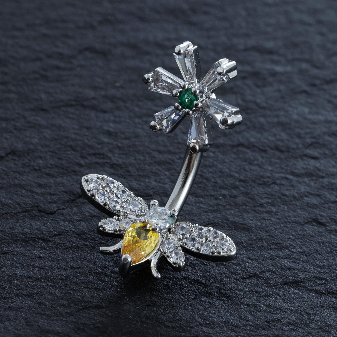 Bee Belly Ring, Belly Bar,navel Piercing Ring,belly Button Ring, Body ...