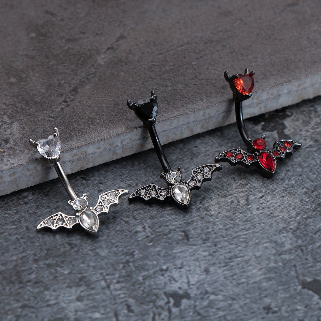 Bat Belly Ring, Belly Bar,navel Piercing Ring,belly Button Ring, Body ...