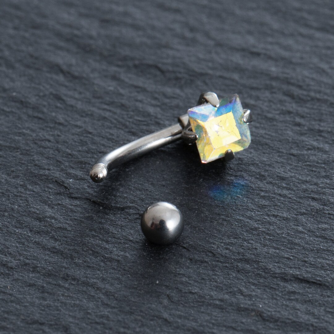 16G Colorful Stone Curved Barbell,eyebrow Ring,rook,daith,rook Barbell ...