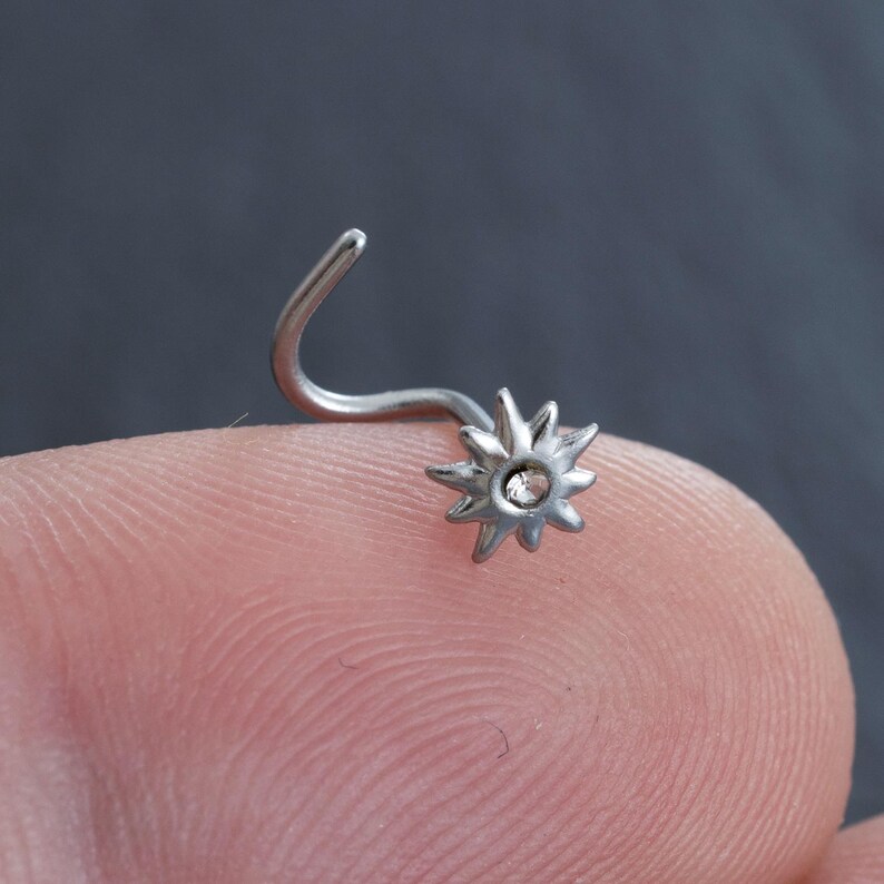 20g Sun Nose Ring. Nose Jewelry,nose Piercing,nose Stud Ring,nose Screw ...