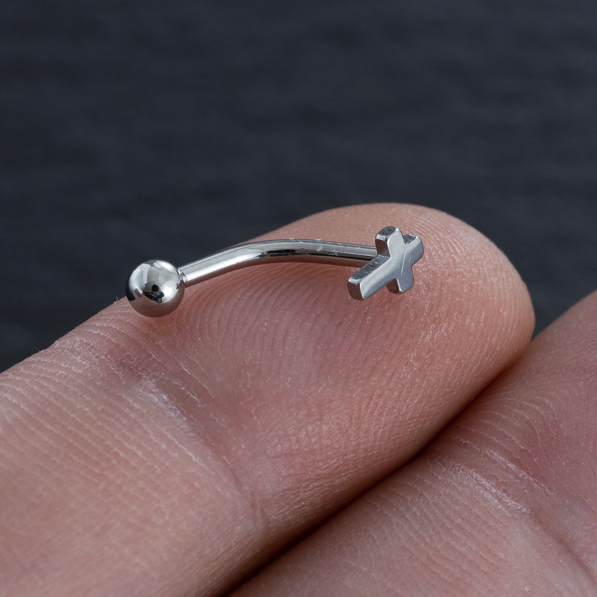 16g Cross Eyebrow Eyebrow Ring Rook Barbell Body Piercing - Etsy