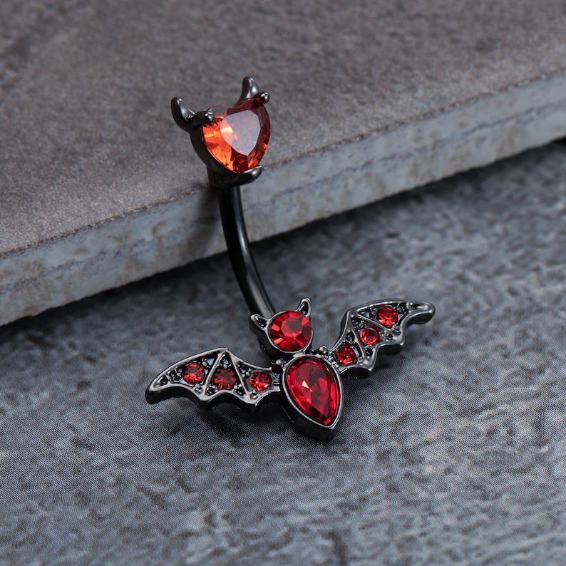 Bat Belly Ring, Belly Bar,navel Piercing Ring,belly Button Ring, Body ...