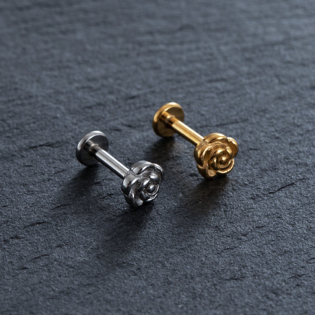 16G Rose Labret Piercing,cartilage Earring,tragus,helix Earring,conch ...