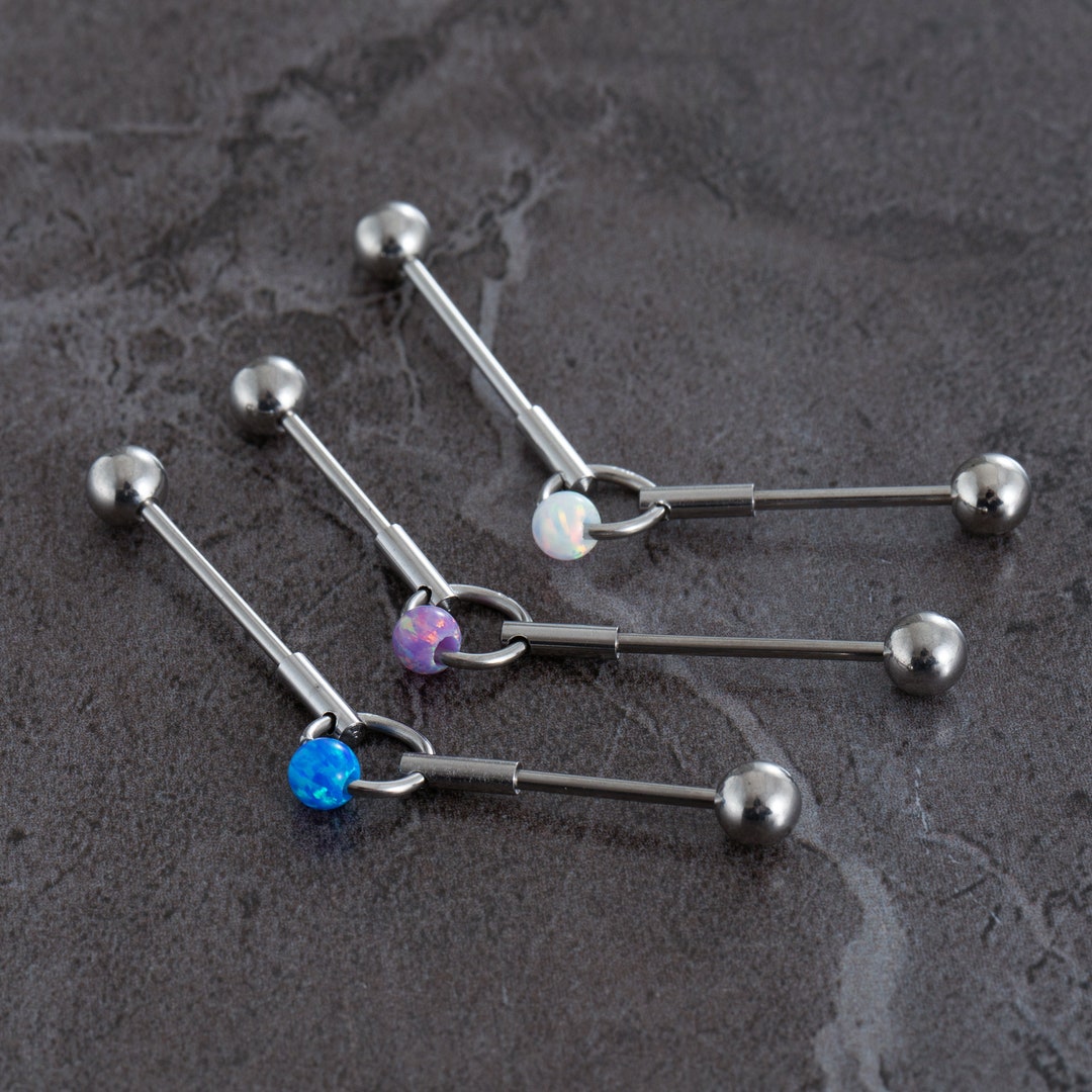 16G G23 Titanium Industrial Barbell, Opal Ear Piercing,cartilage ...