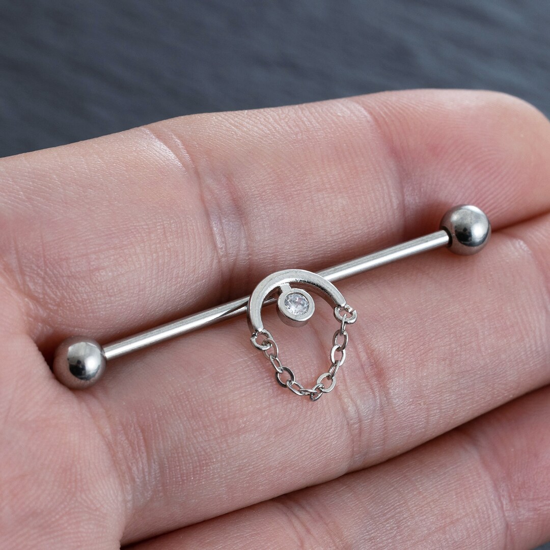 14G 316L Surgical Steel Moon Industrial Barbell,ear Piercing,cartilage ...