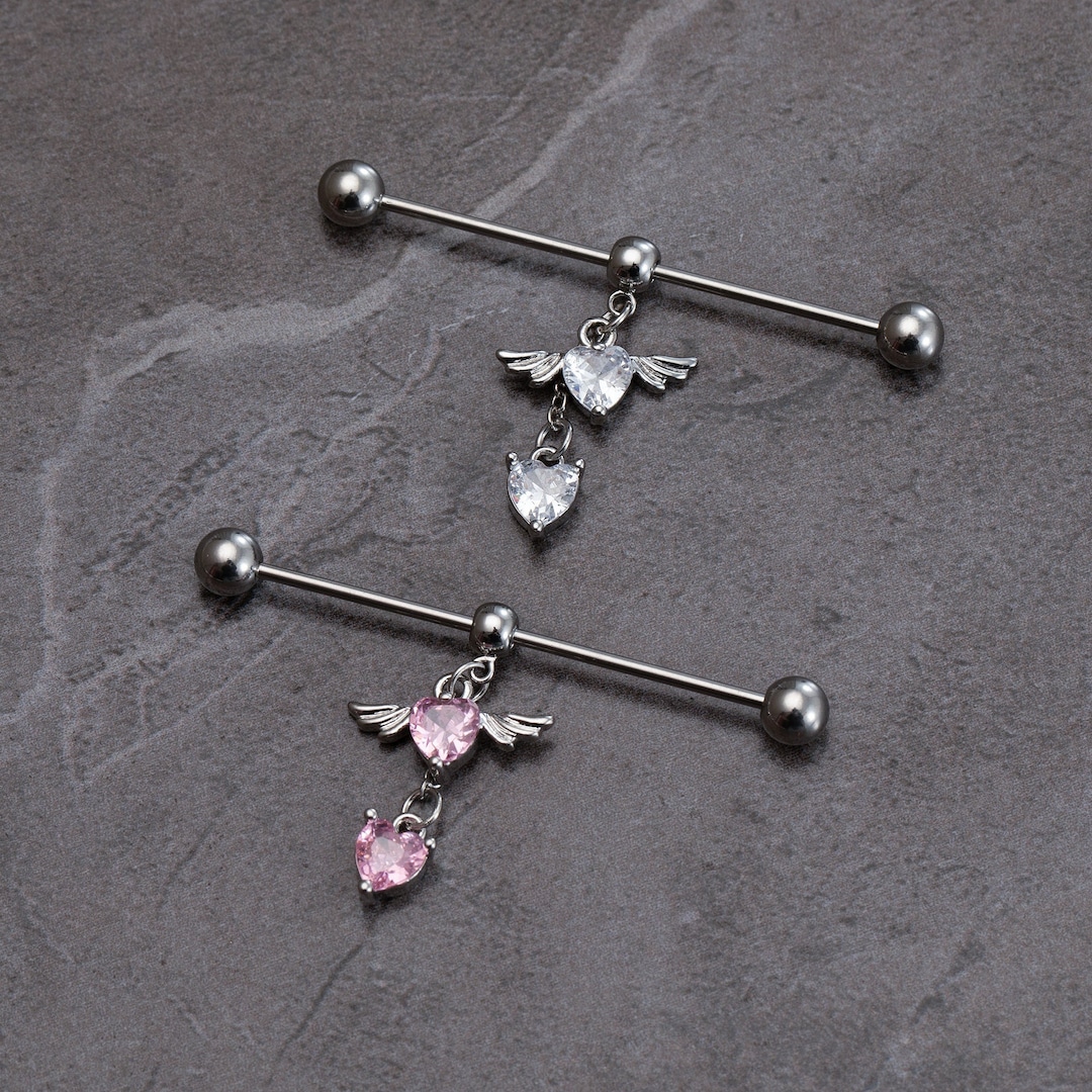 14g/16g 38mm Wing Industrial Barbell,ear Piercing,cartilage Earrings ...