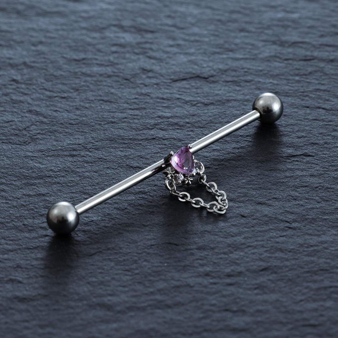 14G 316L Surgical Steel Heart Industrial Barbell,ear Piercing,cartilage ...