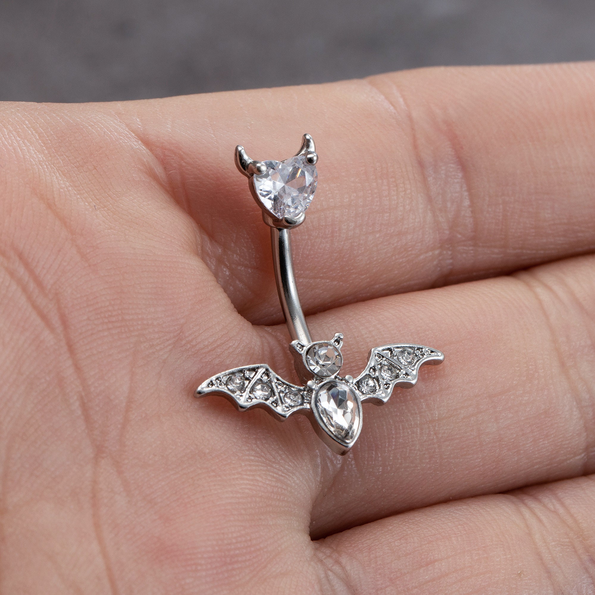 Bat Belly Ring, Belly Bar,navel Piercing Ring,belly Button Ring, Body ...