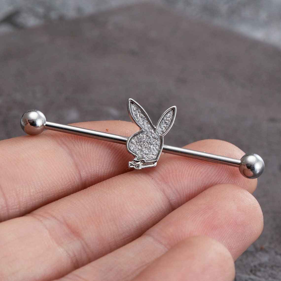 14G 316L Surgical Steel Rabbit Industrial Barbell,ear Piercing ...