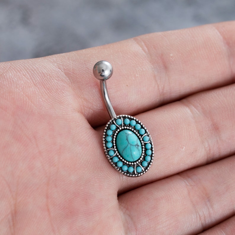 Turquoise Belly Ring Belly Barnavel Piercing Ringbelly - Etsy