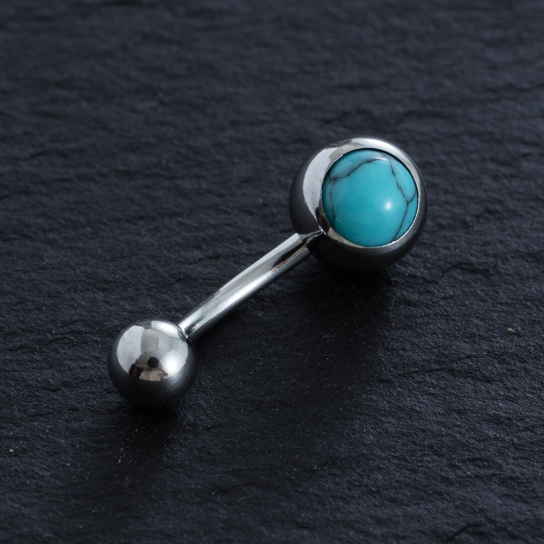 Turquoise Belly Ring, Belly Bar,navel Piercing Ring,belly Button Ring ...