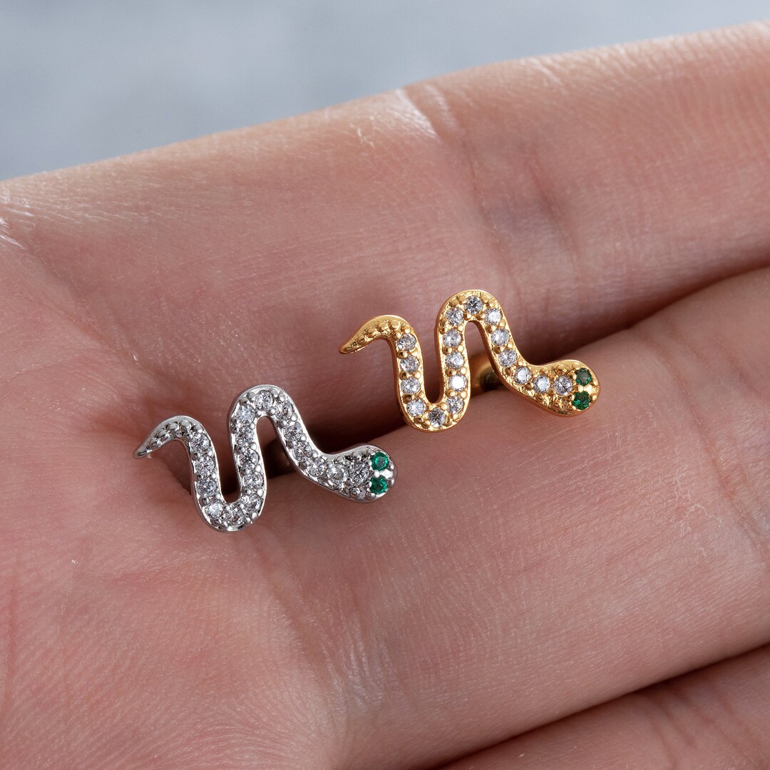 20G Snake Stud Earrings, Ear, Cartilage, Helix Earring, Tragus ,stud ...