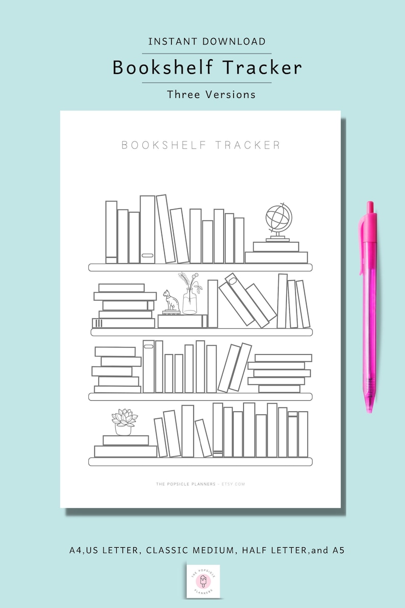 Bookshelf Book Tracker Printable Template Books to Read - Etsy