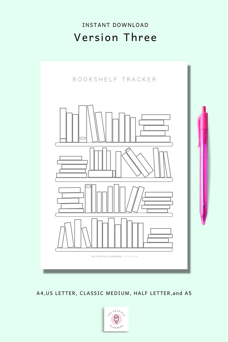 Bookshelf, Book Tracker, Printable Template, Books to Read, Book ...